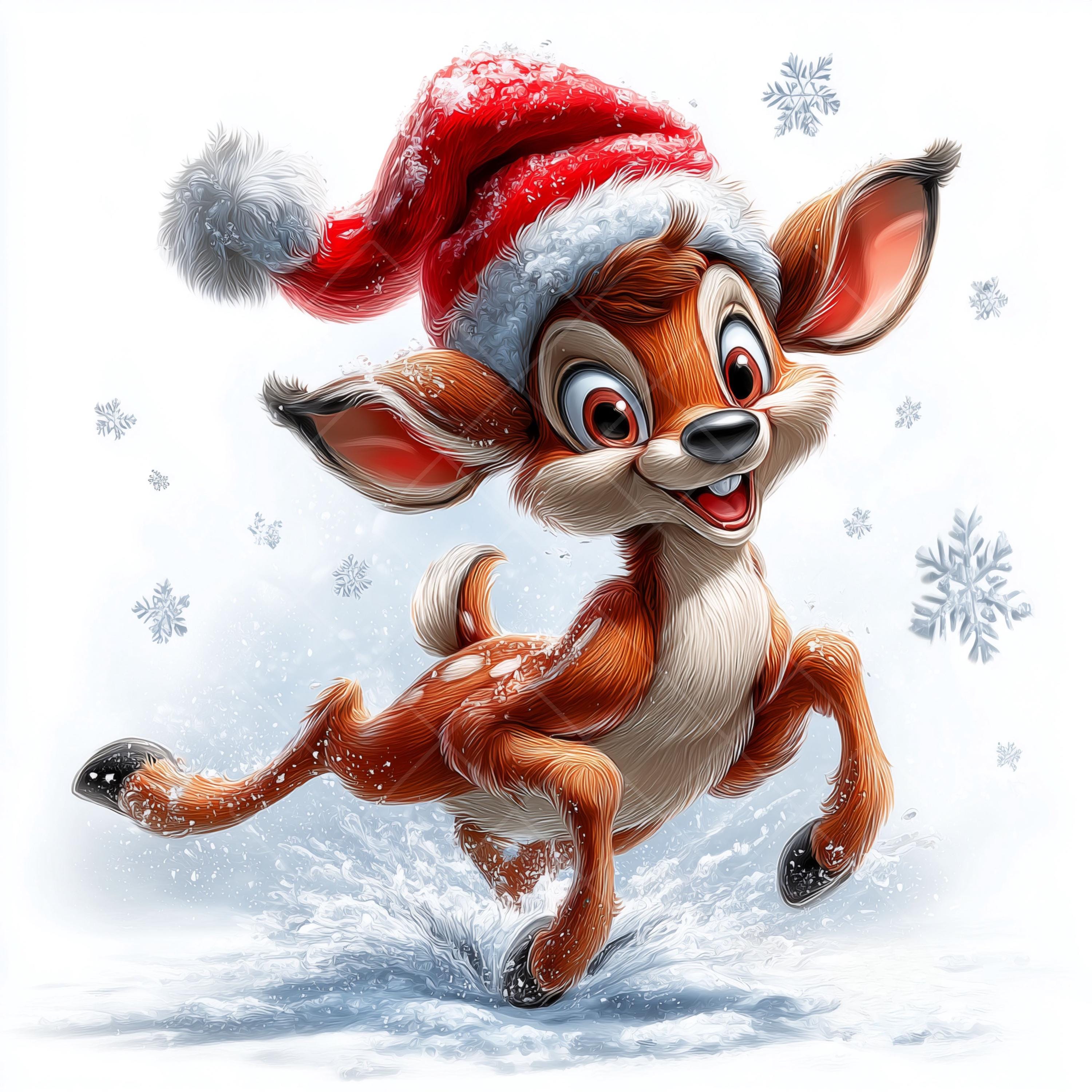 Christmas Reindeer Clipart Bundle | Cute Red Nose Rudolph Cartoon ...