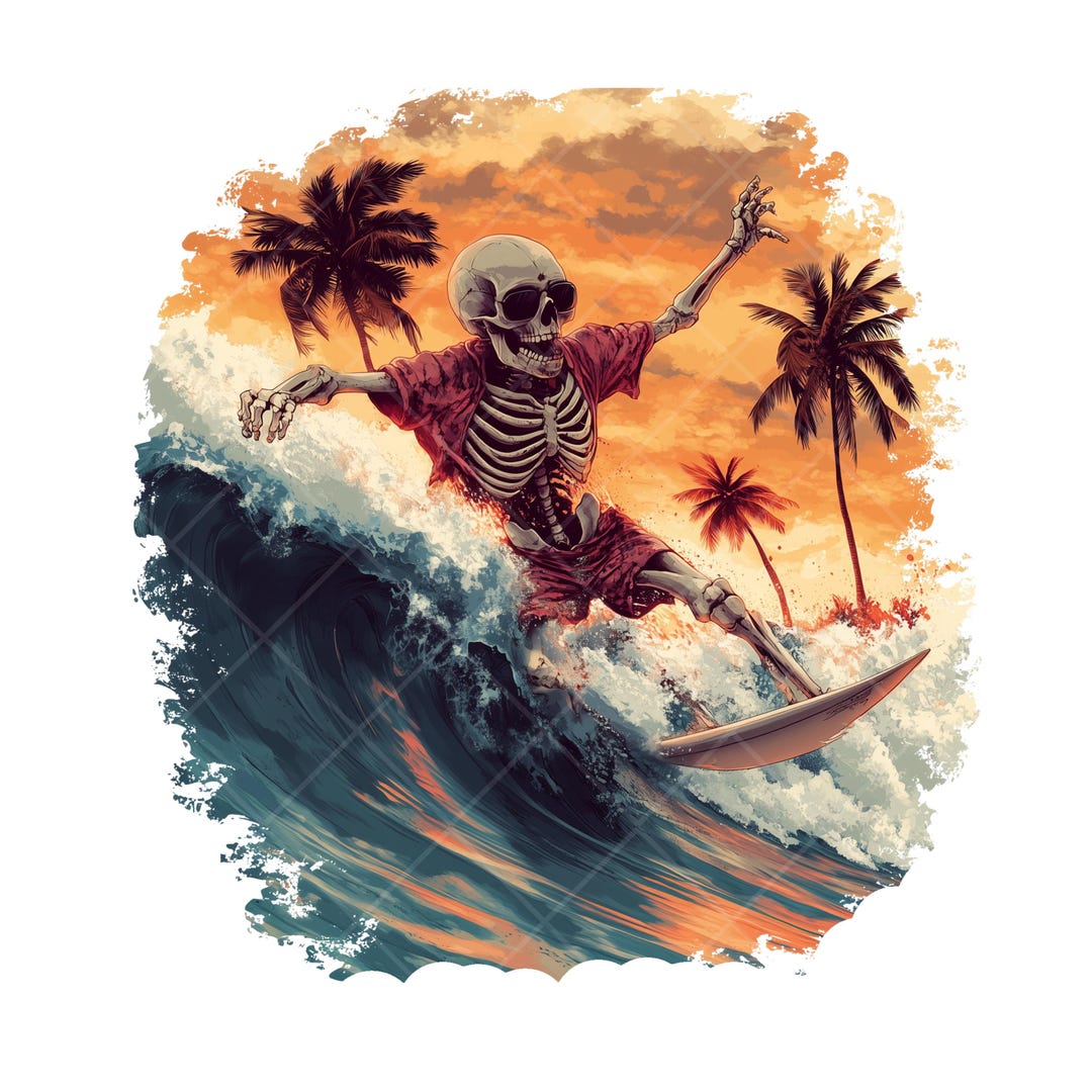 Skeleton Surfer Clipart Bundle – 11 PNG Transparent Backgrounds ...