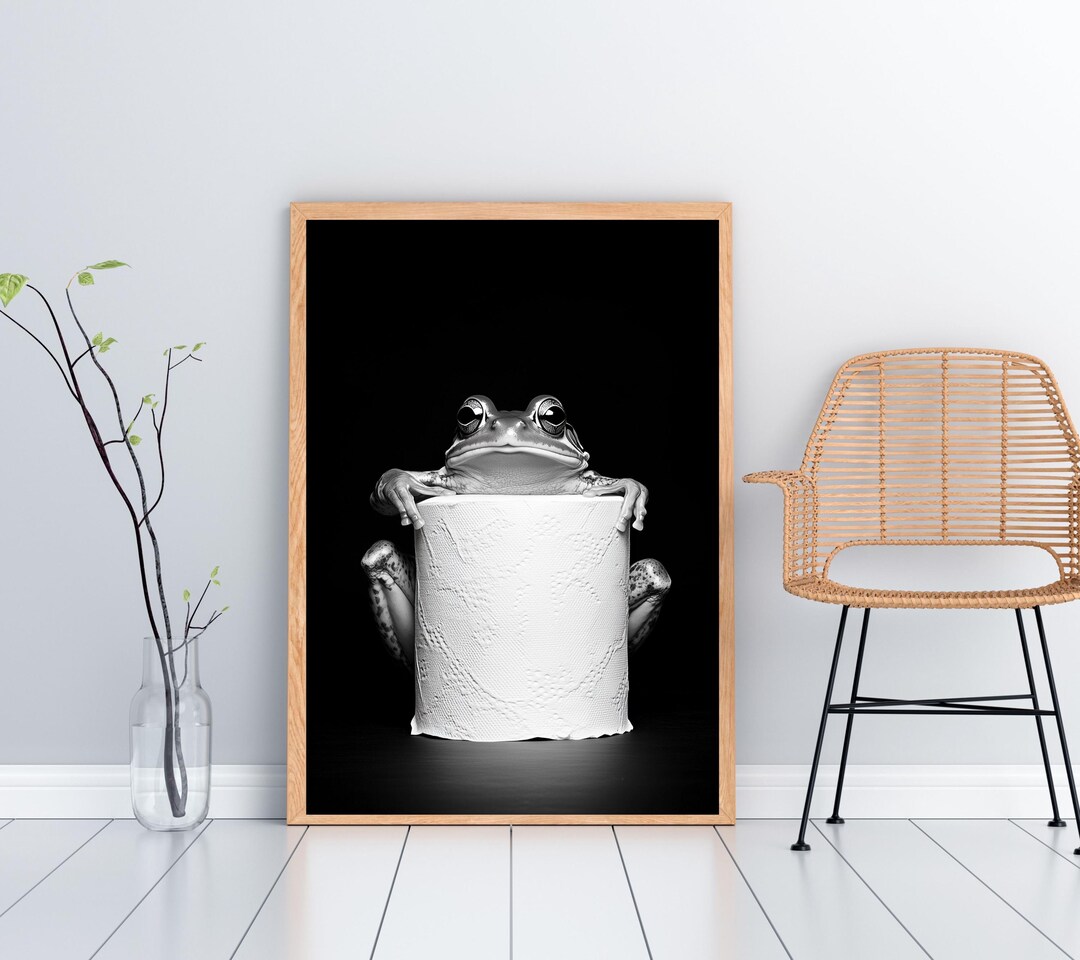 Humorous Toad& Toilet Paper Art -digital Poster for Bathroom Decor ...