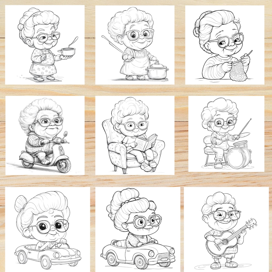 18 Coloring Page Grandma and Grandpa Digital - Printable for Kids ...