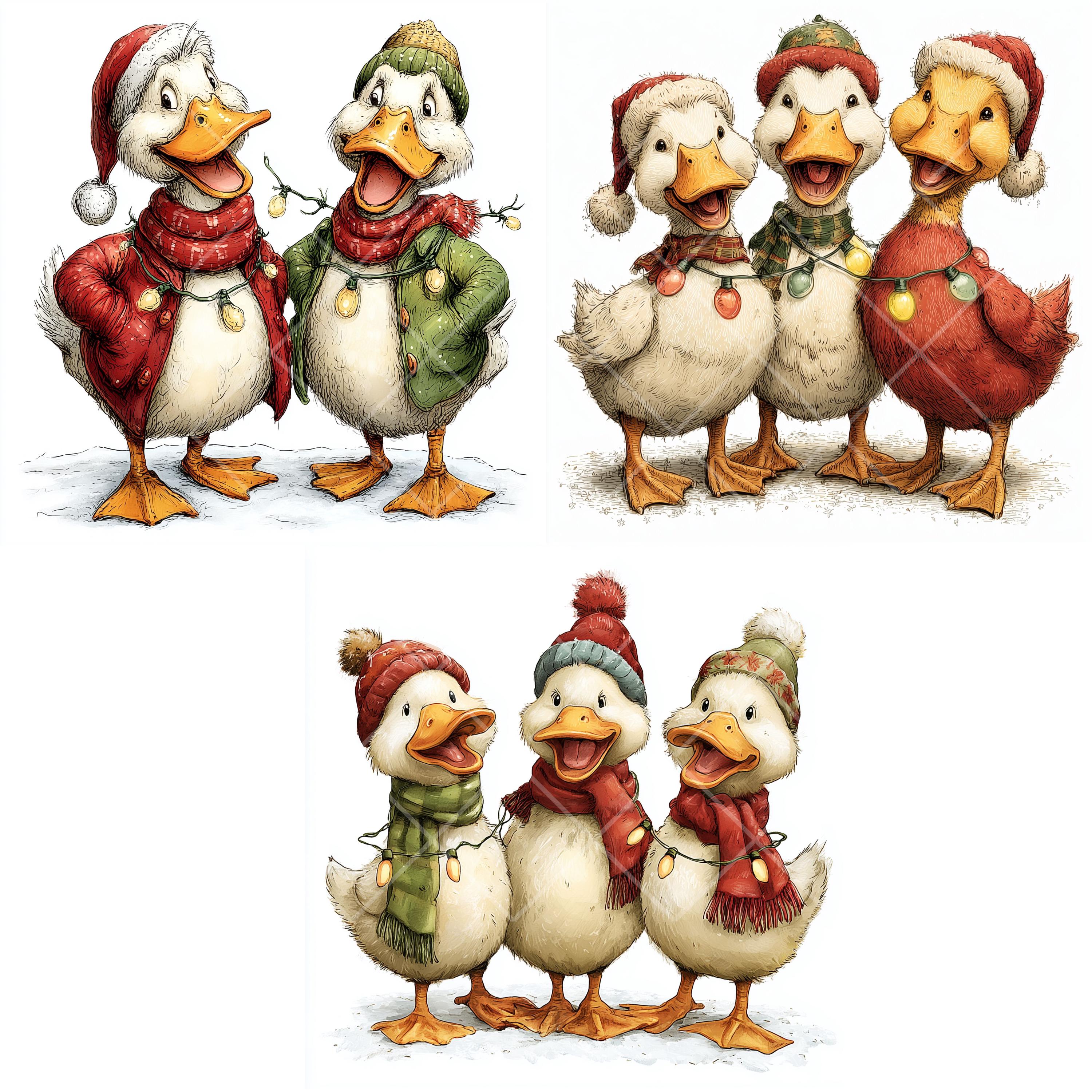 Christmas Duck Clipart Set: Holiday Farm Animal Illustrations (digital ...