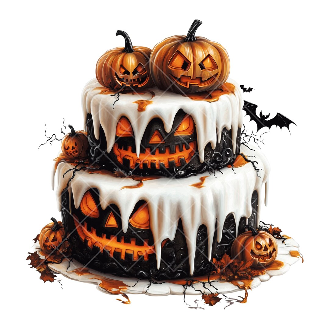 Halloween Cake Clipart: Spooky PNG Cake Toppers (digital Download) - Etsy