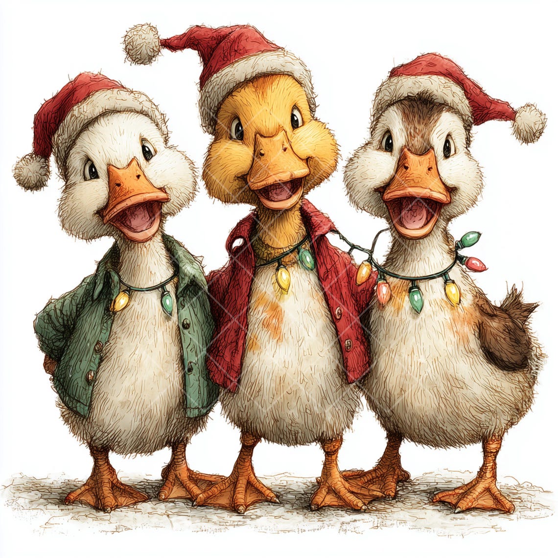 Christmas Duck Clipart Set: Holiday Farm Animal Illustrations (digital ...