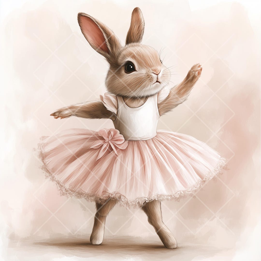Watercolor Ballerina Bunny Clipart | 10 JPG Ballet Bunnies in Tutu ...