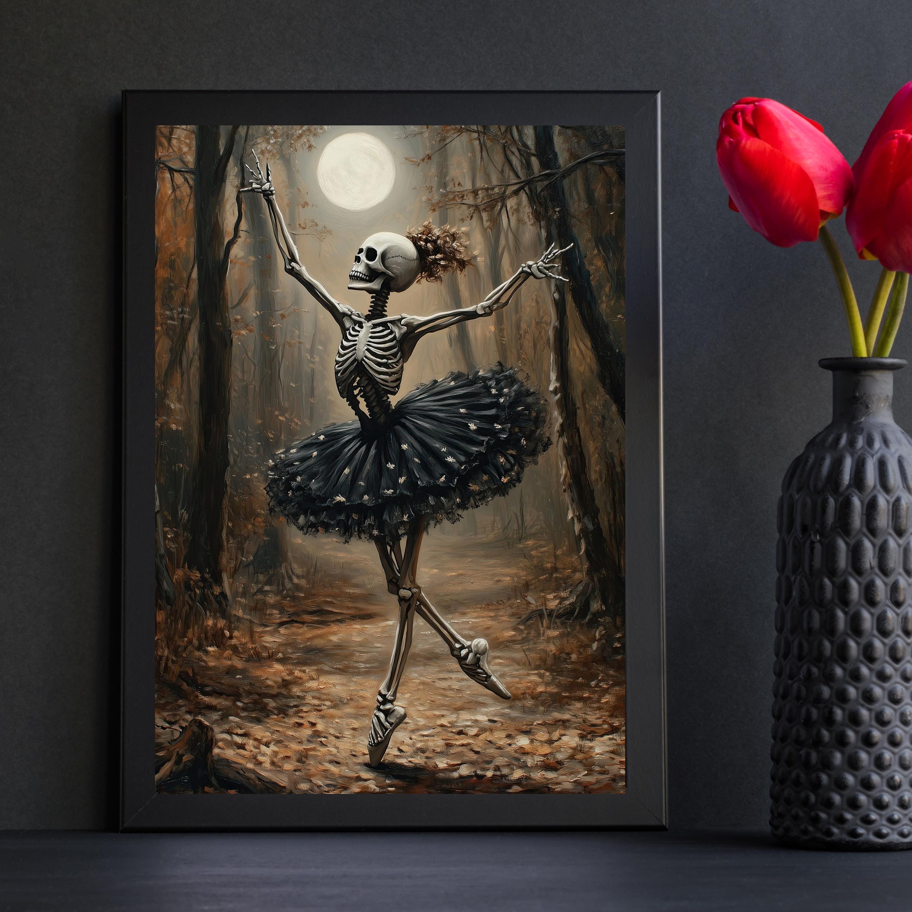 Skeleton Ballerina Art Print: Gothic Halloween Decor (digital Download ...