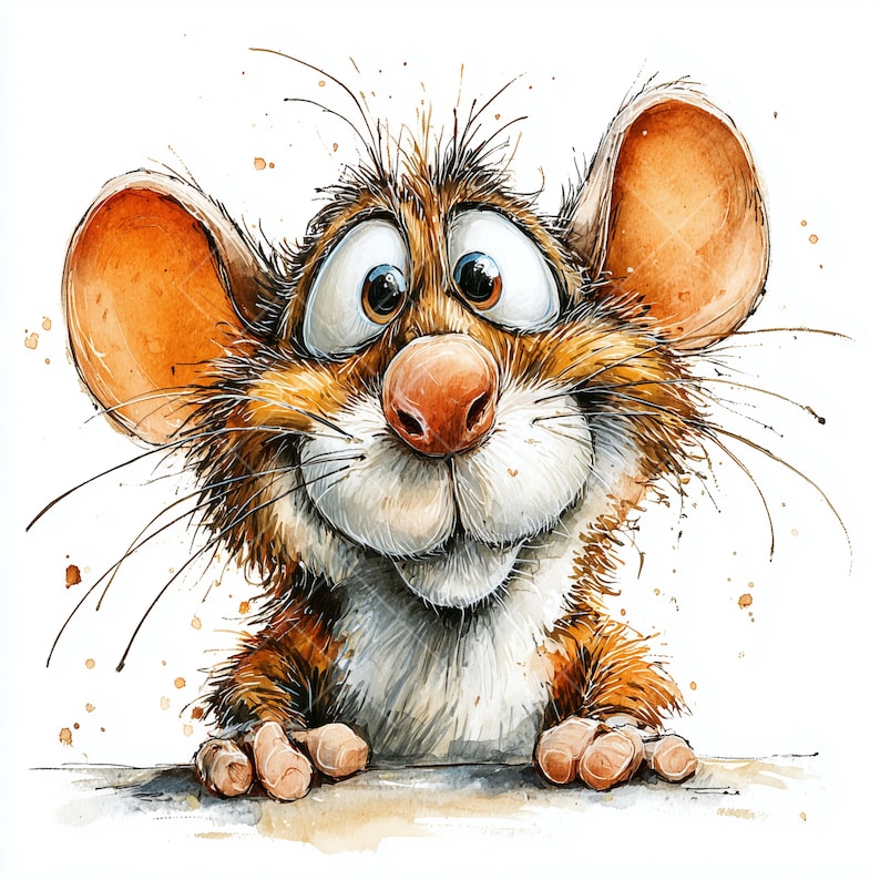 Cute Crazy Mouse Watercolor Clipart Set – 10 JPG Digital Download - Etsy
