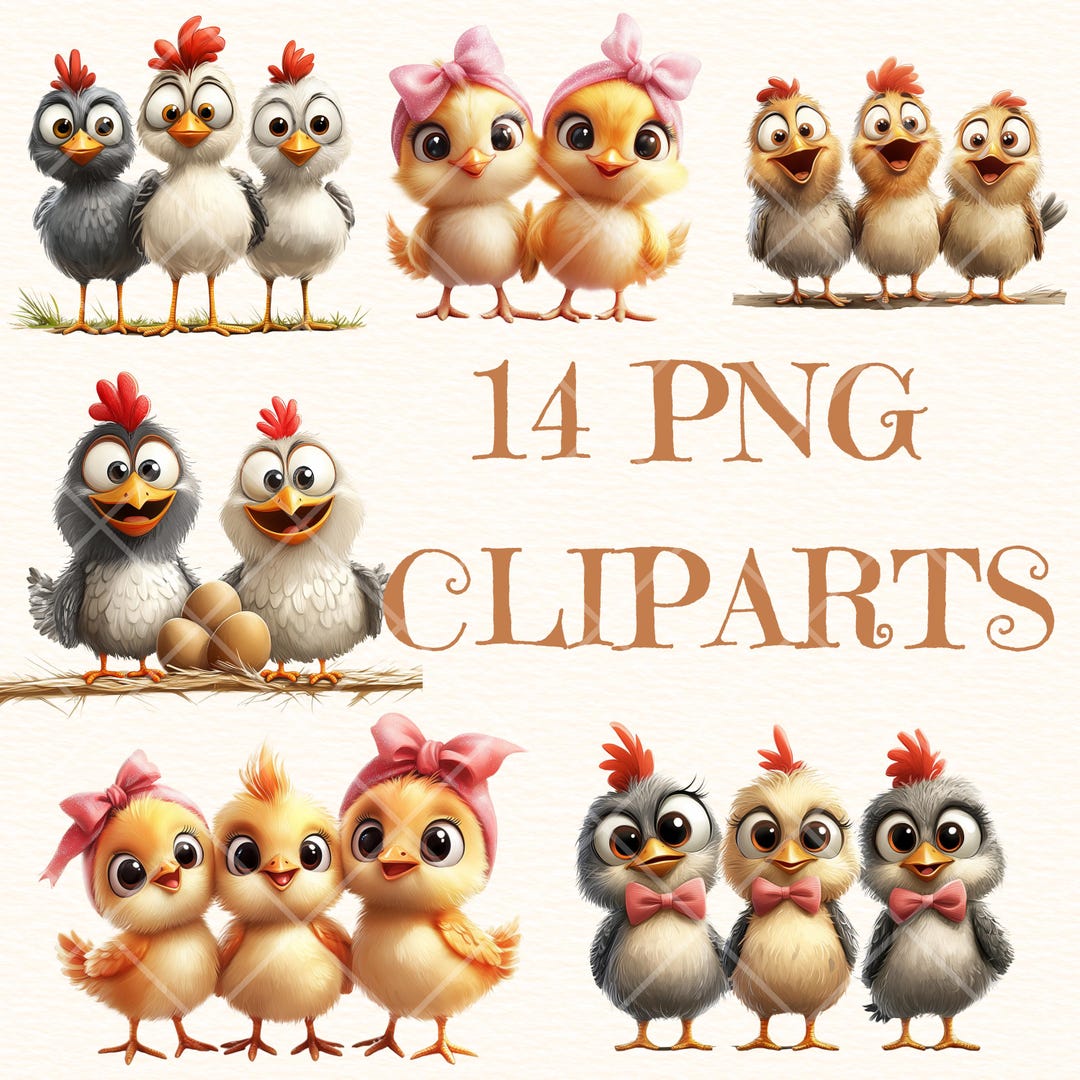 14 PNG Cliparts ,cute Little Chicks, Funny Chicken Illustrations ...