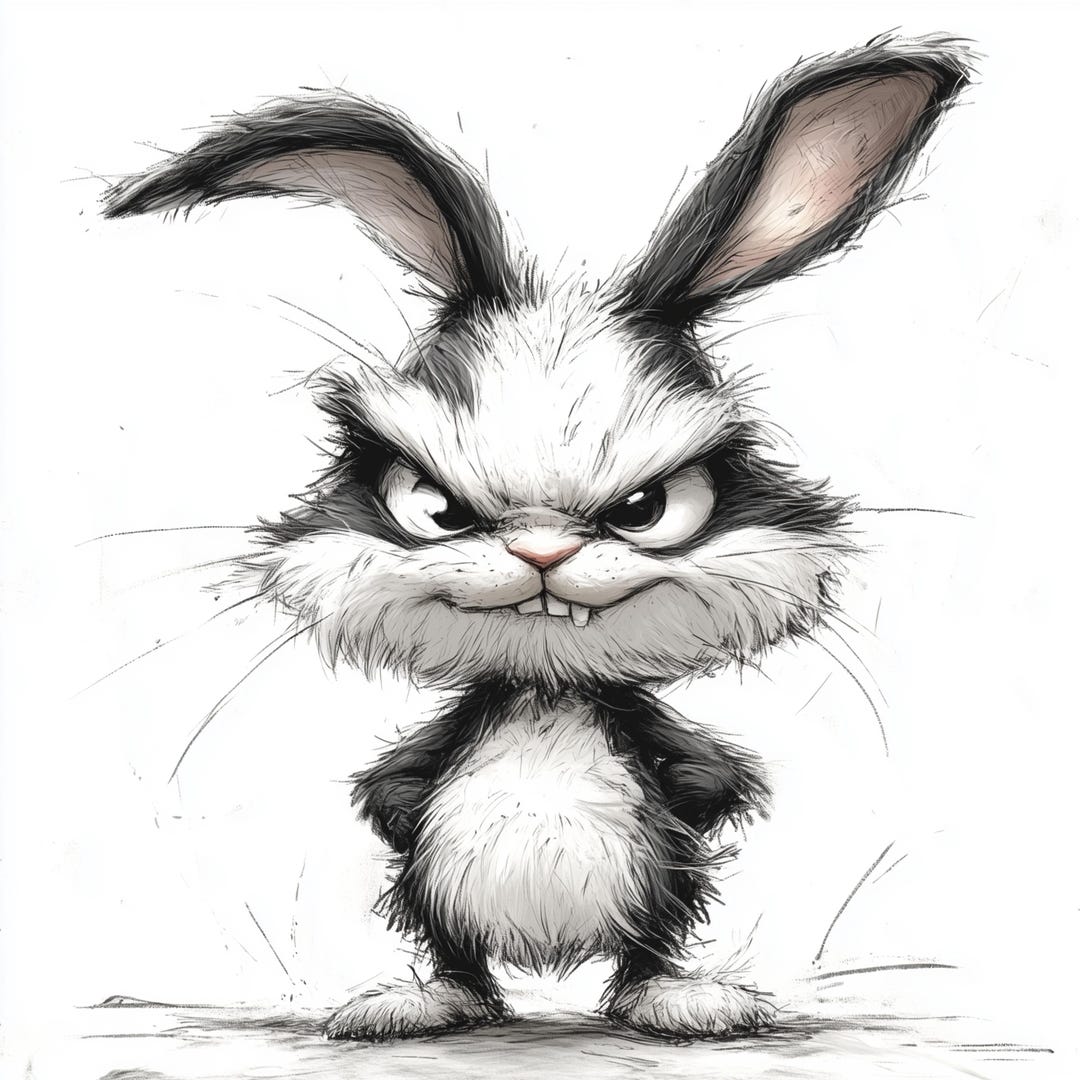 Grumpy Rabbit Clipart Set| 15 Jpgs With Angry Bunny |watercolor ...