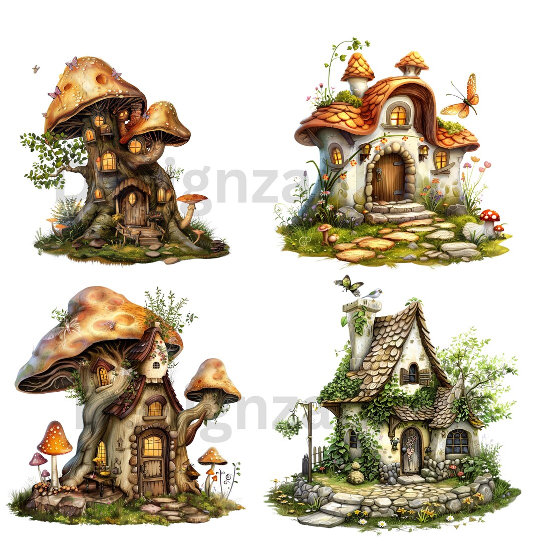 12 Magic House Fairy Tale Clipart, Scrapbooking Fairy Magical, Fantasy ...