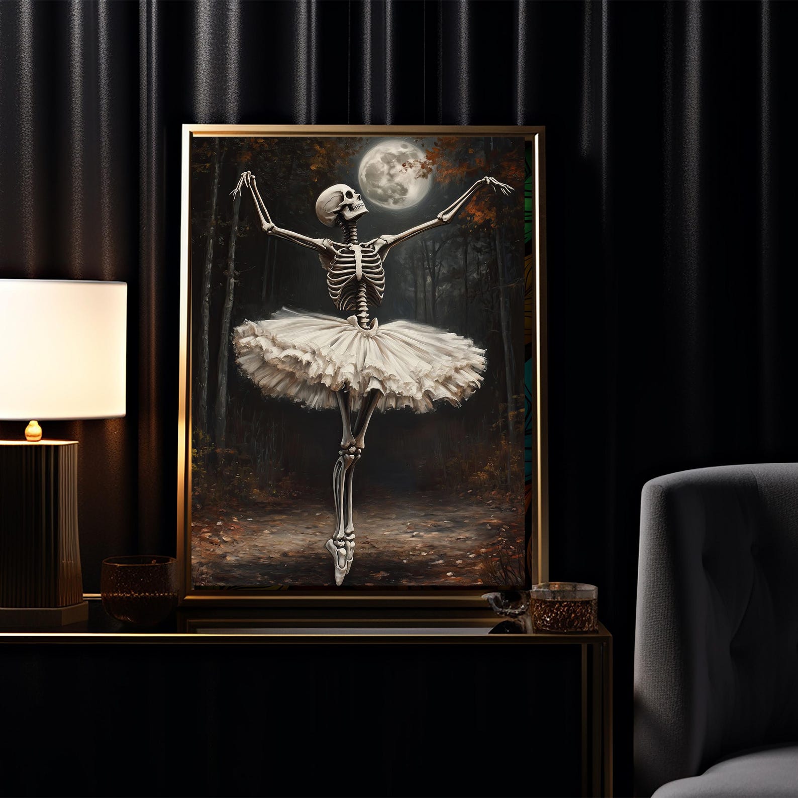 Skeleton Ballerina Art Print: Gothic Halloween Decor (digital Download ...