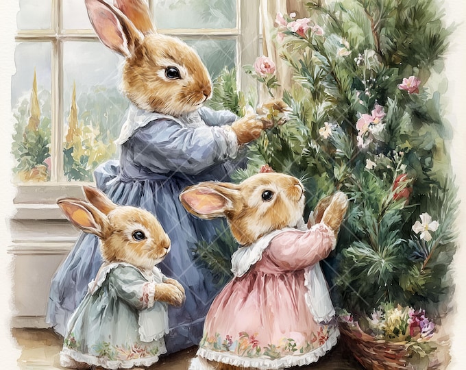 16 PNG Festive Bunny Clipart – Cute Winter Rabbit PNG – Holiday Animal ...