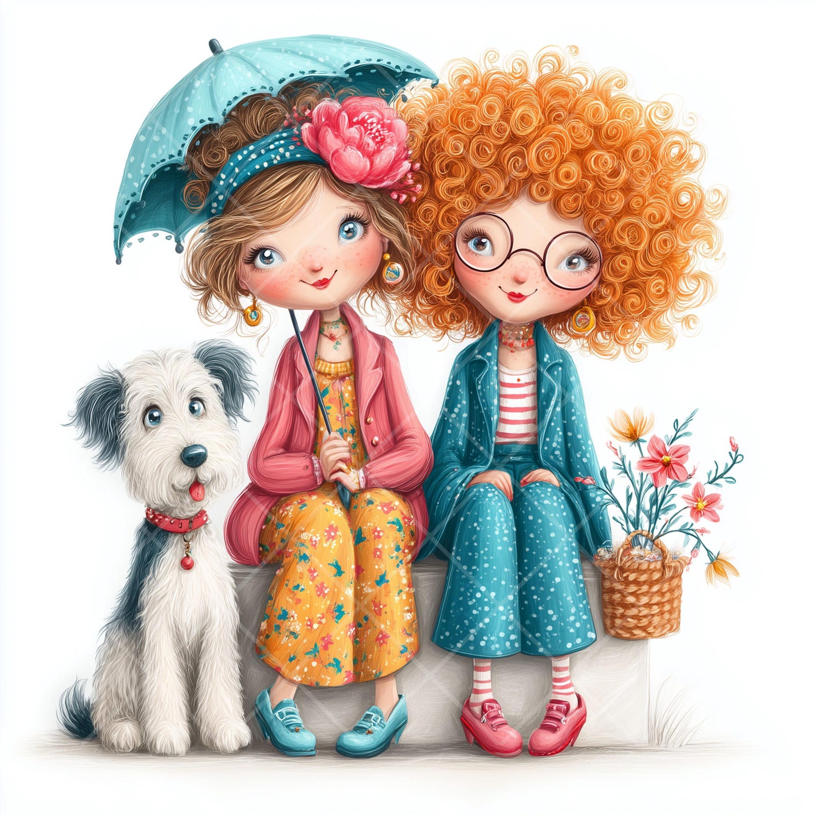15 Best Friend Girl Cliparts | Whimsical Cute Friends JPG Illustrations ...