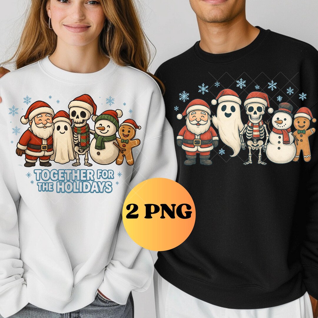 2 PNG Seasonal Friends Clipart, Christmas Halloween Thanksgiving Design ...