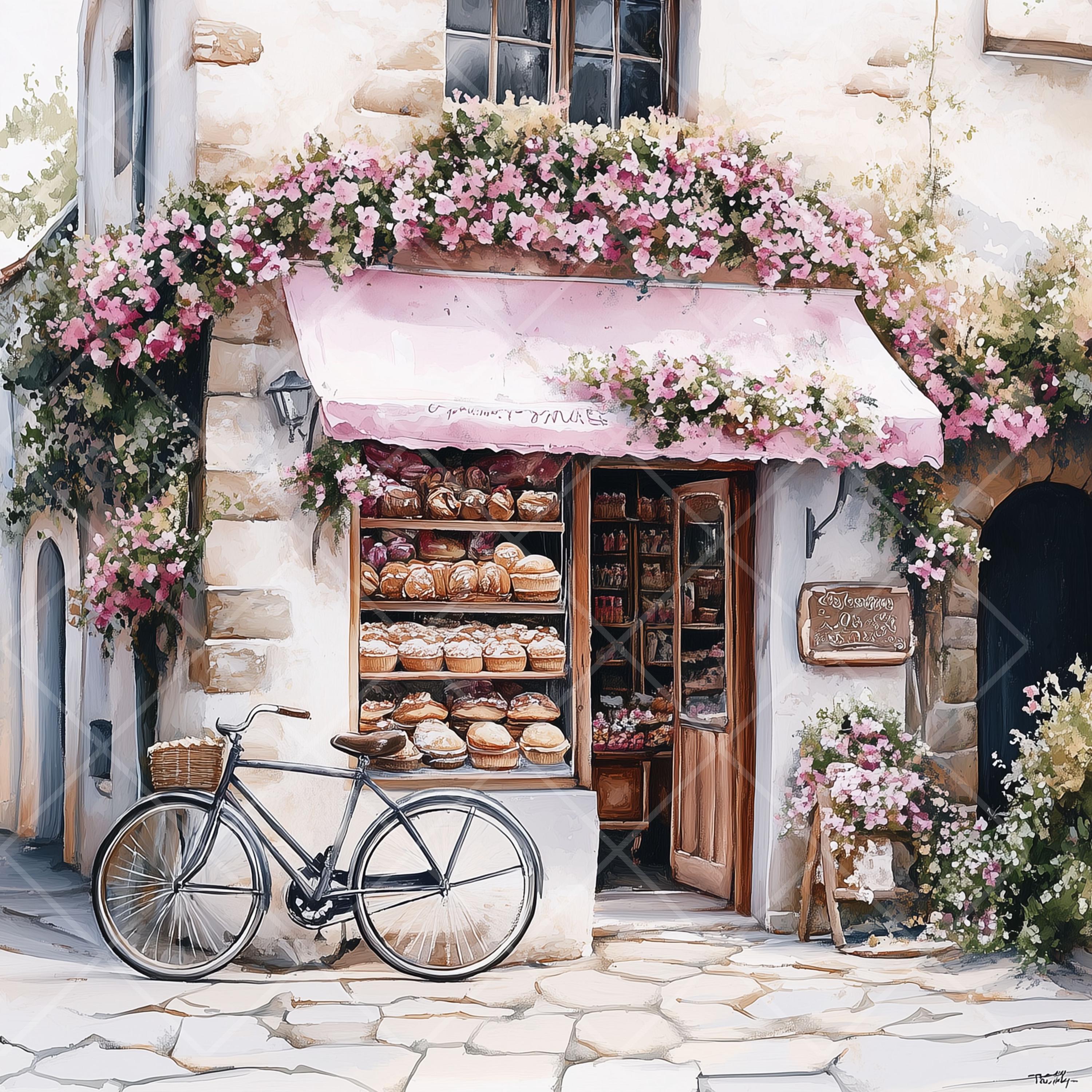 Charming Vintage Bicycle in a Floral Courtyard – Romantic European ...