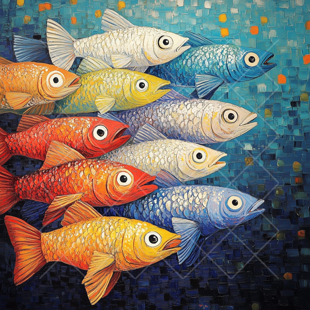 Colorful Fish Clipart Set | 10 JPG Vibrant Ocean Art | Abstract ...