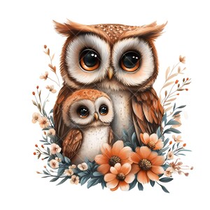 11 PNG Boho Owl With Flowers – Watercolor Clipart With Transparent ...