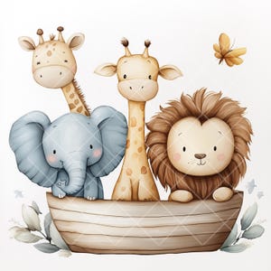 Cute Safari Animal Clipart – 11 JPG Watercolor Illustrations of ...