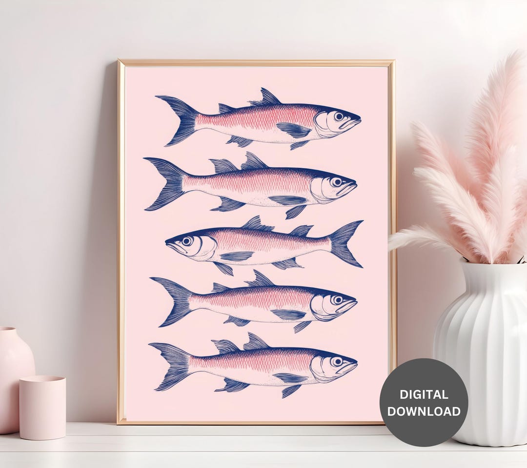 Sardines Wall Art Print, Fish Art Print, Sardines Fish Print, Colorful ...