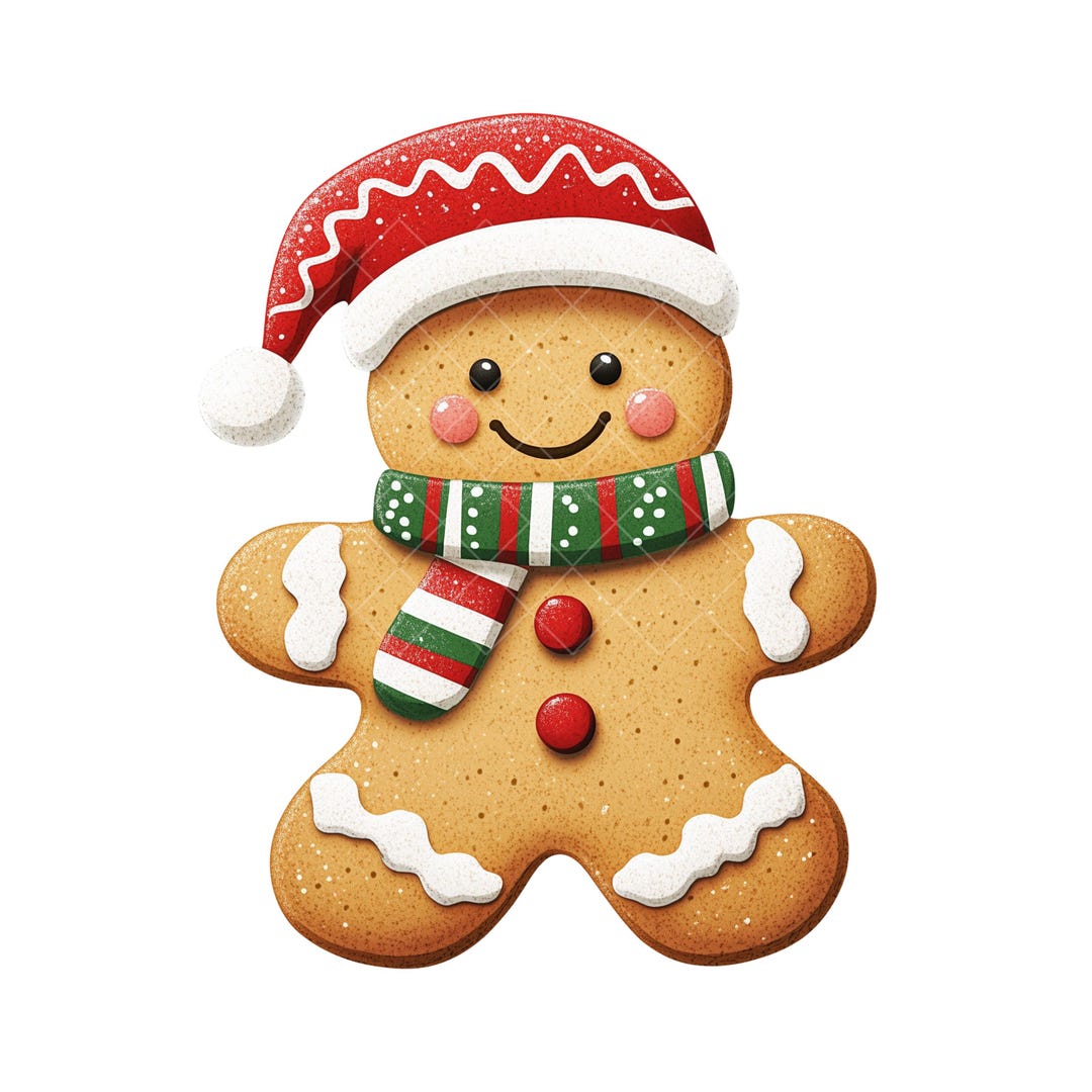 Christmas Clipart Set: Gingerbread & Holiday Decorations (12 PNG ...