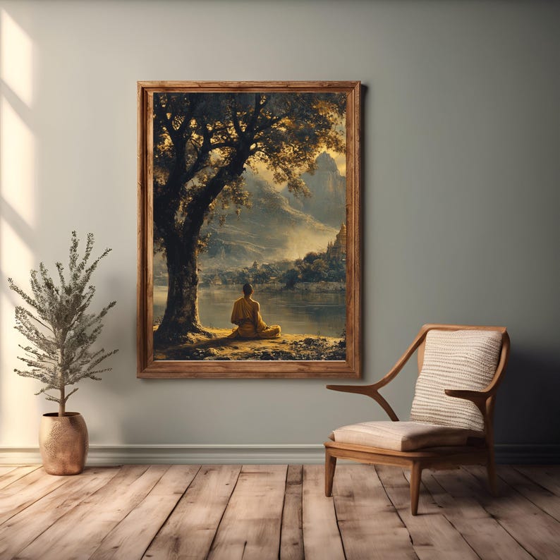 Buddha Bodhi Tree Art Print: Spiritual Meditation Decor (digital ...