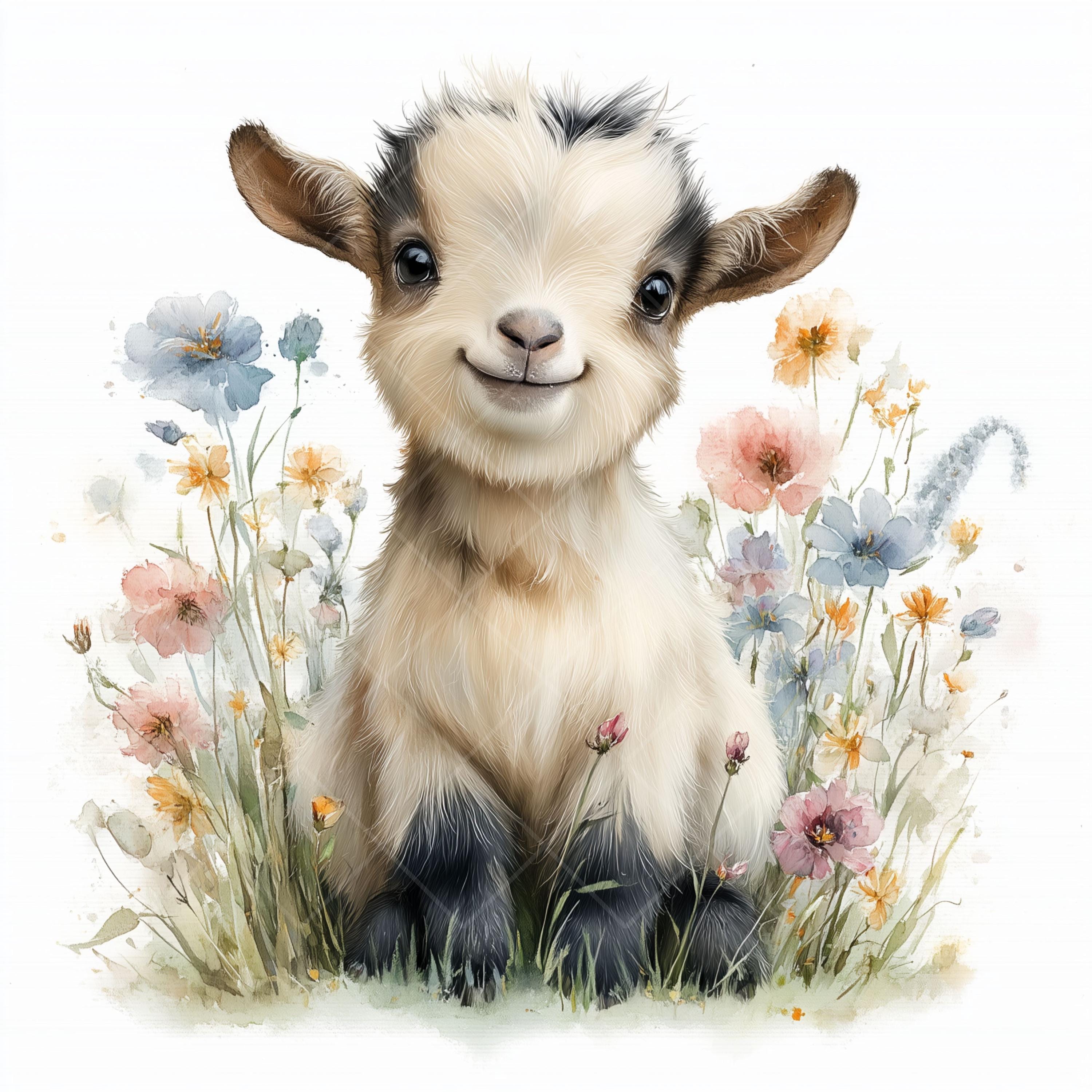 Watercolor Baby Goat Clipart: Farm Animal Art (10 JPG Files) - Etsy UK