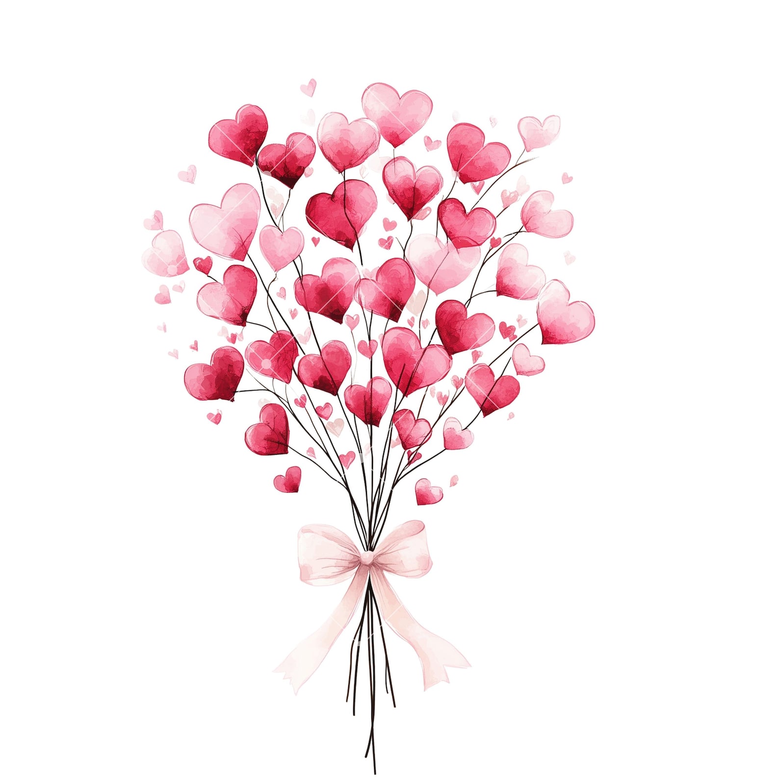 24 Valentine PNG Cliparts | Heart Bouquet Illustrations | Romantic ...
