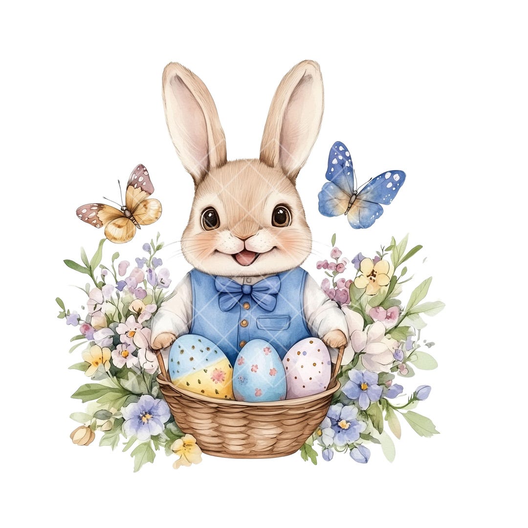10 Easter Bunnies Clipart PNG - Easter Rabbit Clip Art - Easter Bunnies ...