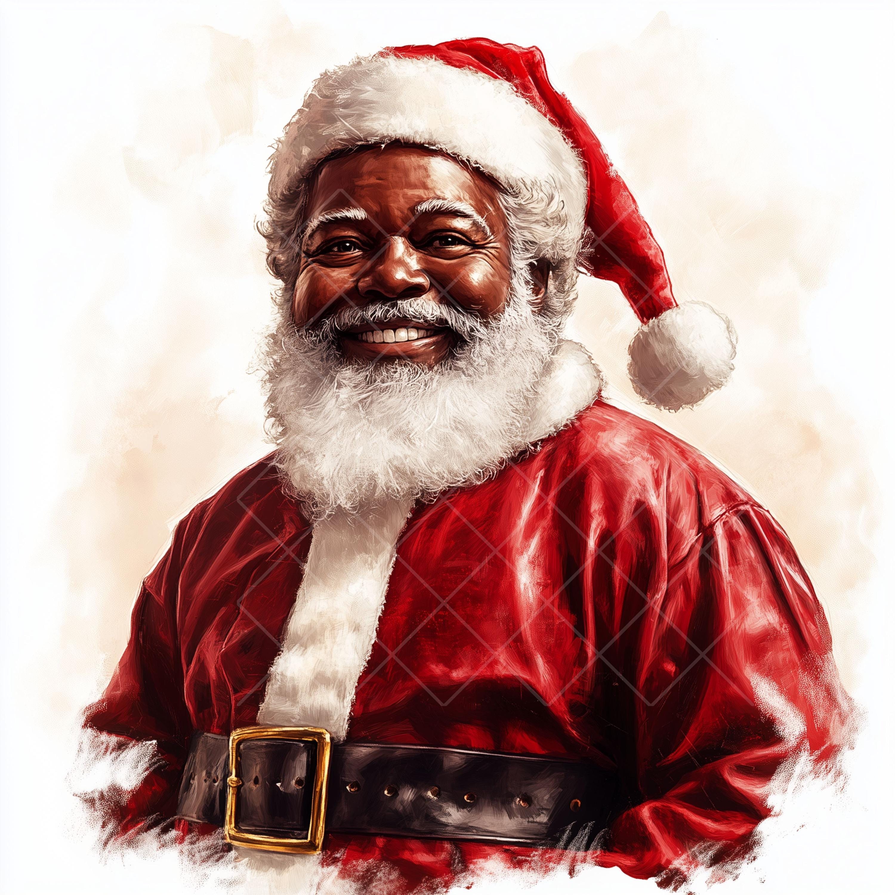 23 Black Santa Clipart JPG, African American Christmas Illustration ...