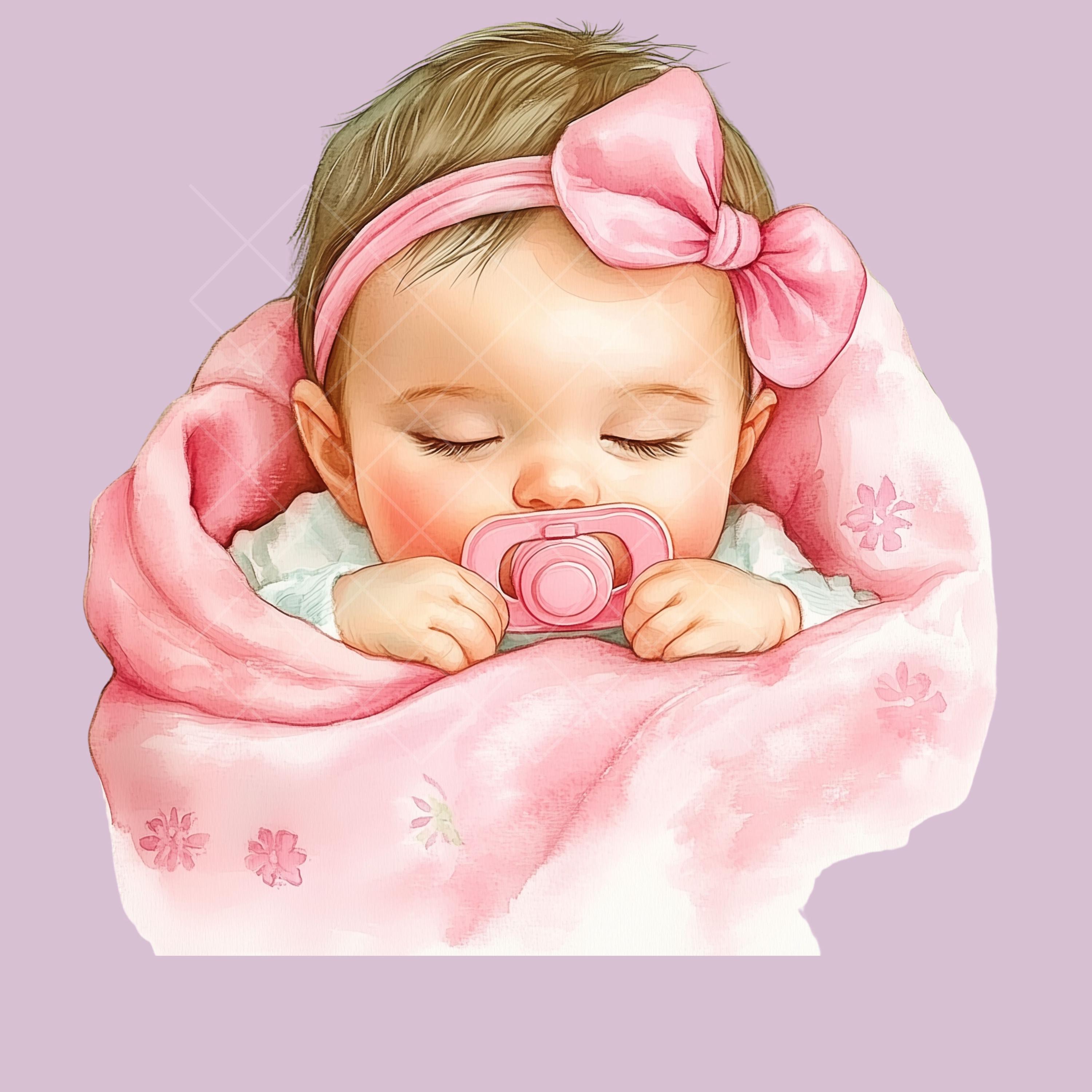 Pink Blanket Baby Clipart: Watercolor Pacifier PNG (digital Download ...