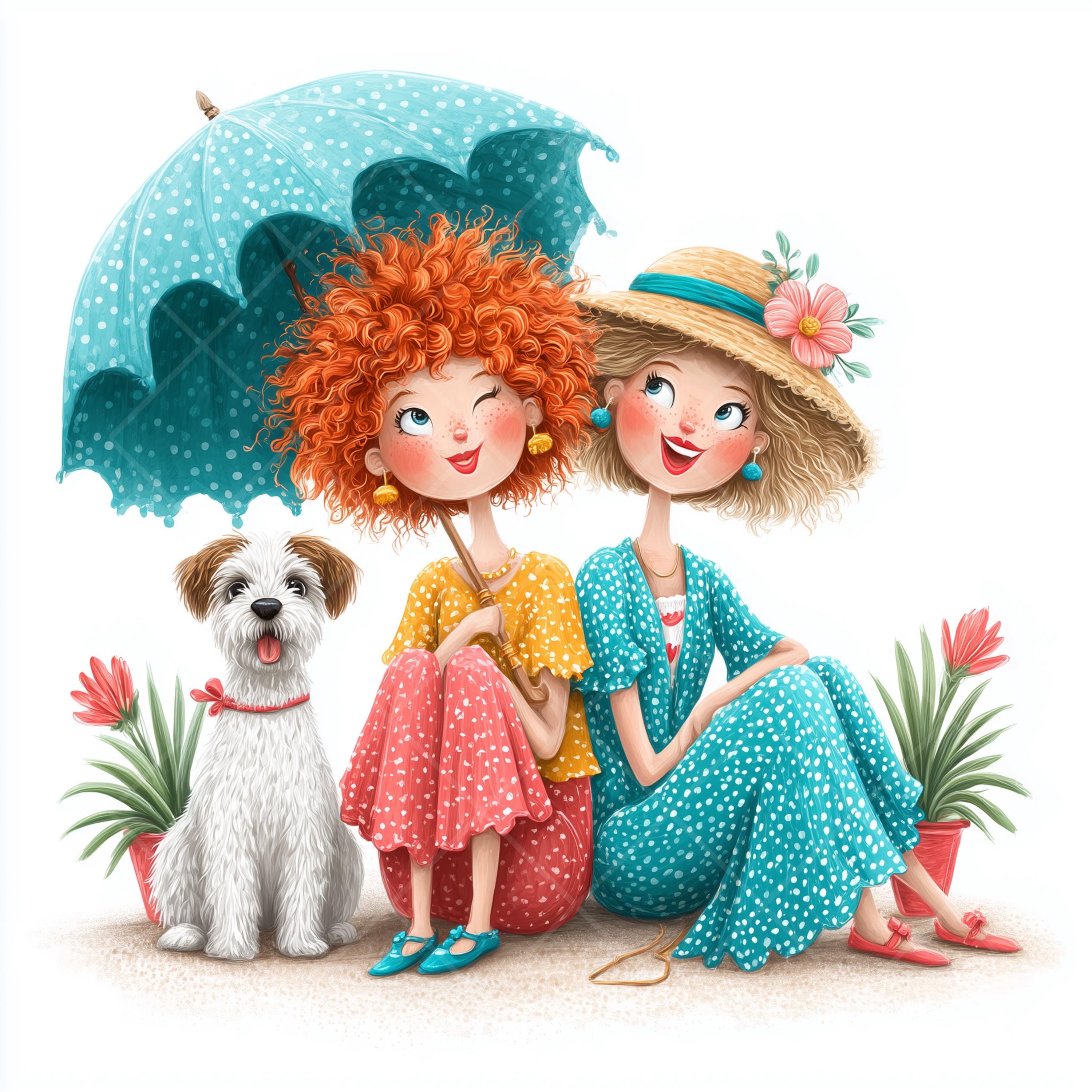 15 Best Friend Girl Cliparts | Whimsical Cute Friends JPG Illustrations ...