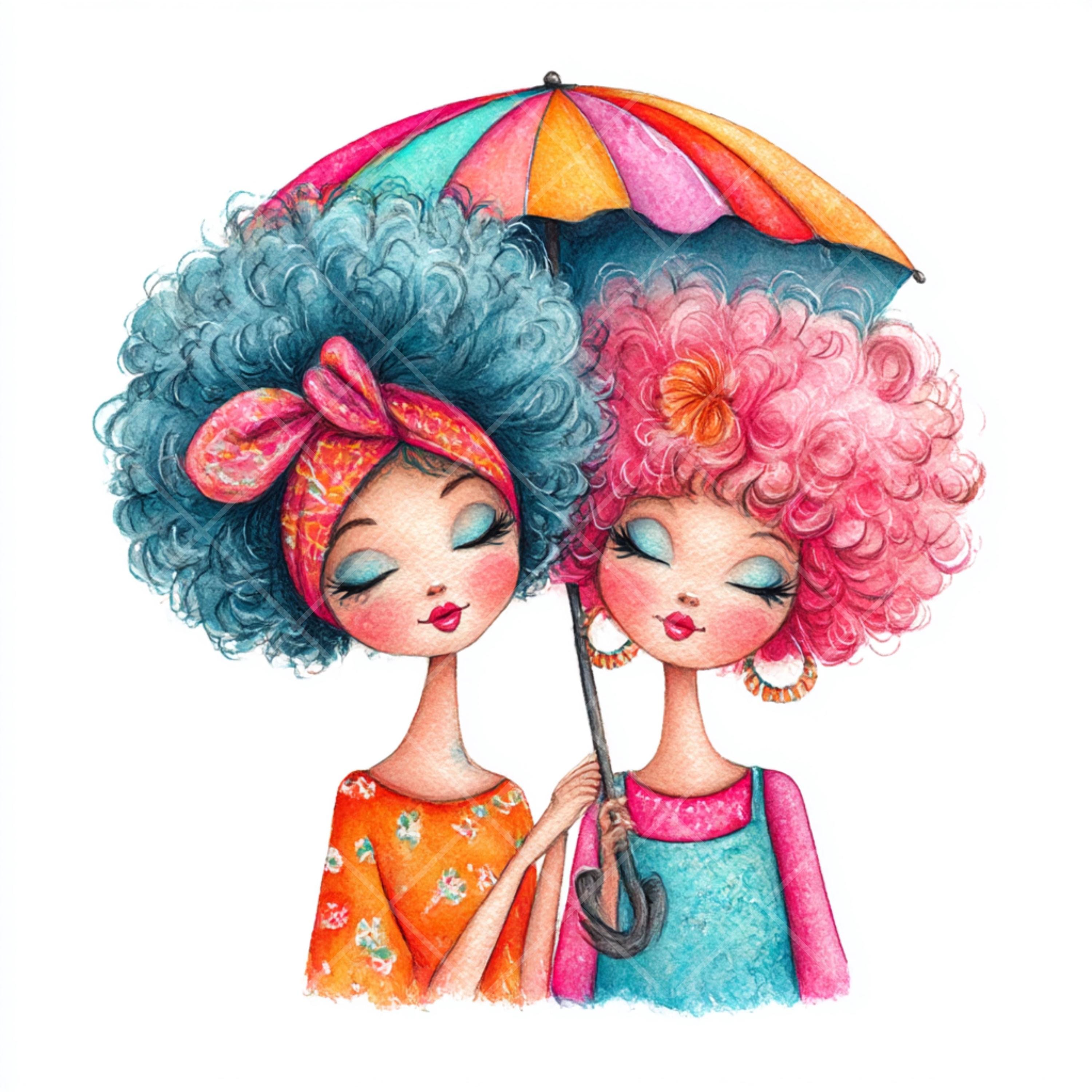 15 Best Friend Girl Cliparts | Whimsical Cute Friends JPG Illustrations ...