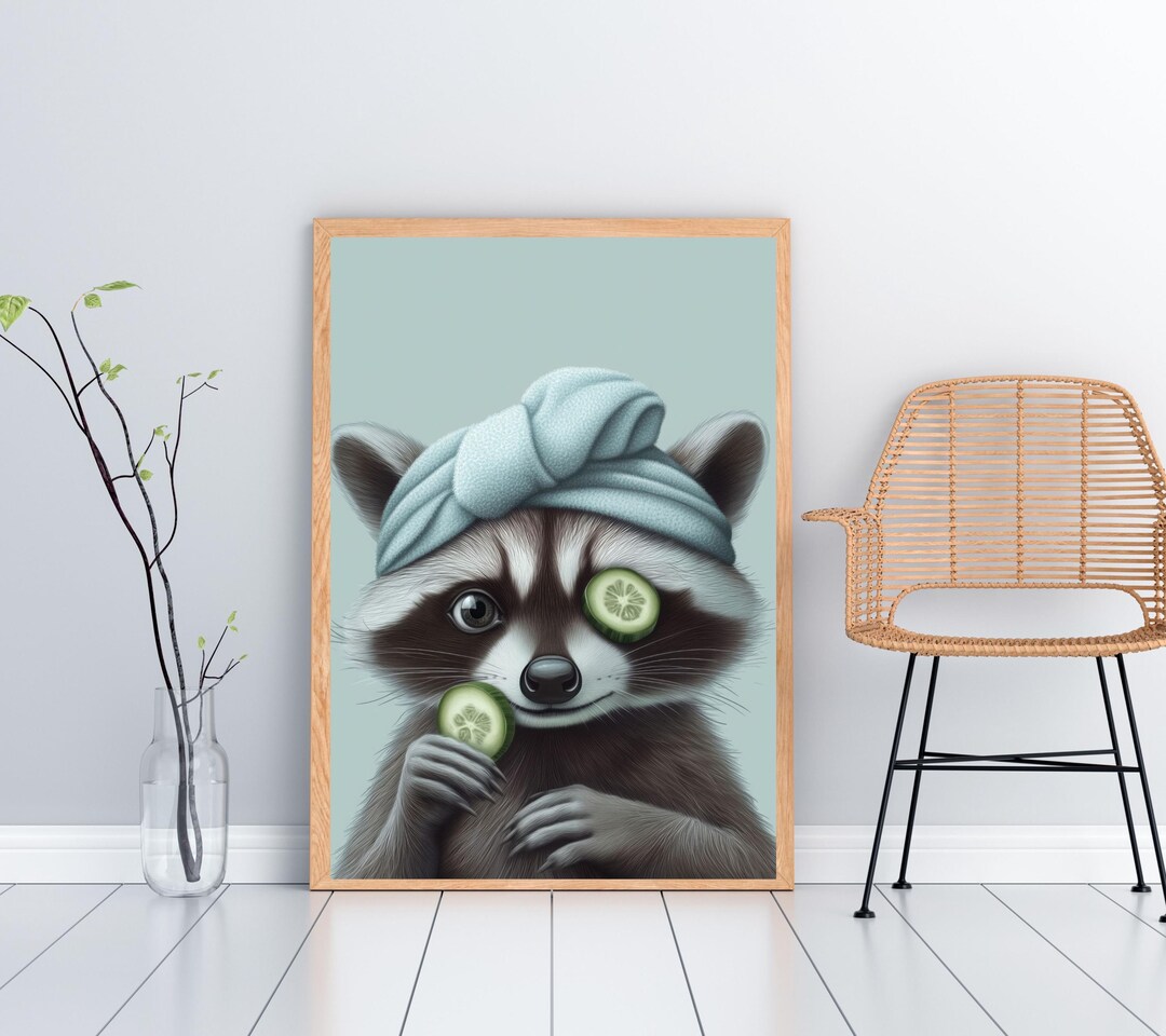 Cute Raccoon Wellness Poster - Relaxation Decor With Spa Feel, Fun Wall ...