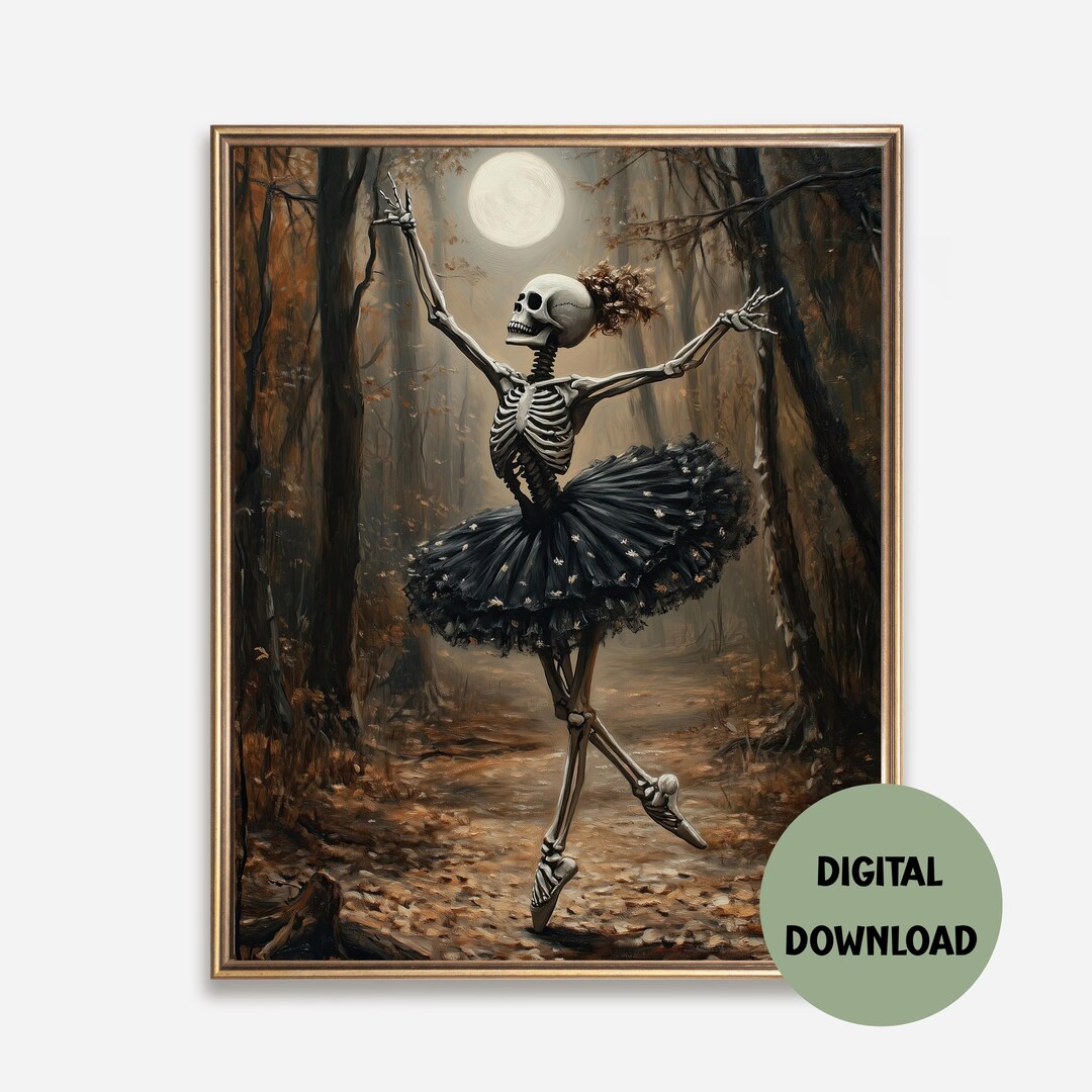 Skeleton Ballerina Art Print: Gothic Halloween Decor (digital Download ...