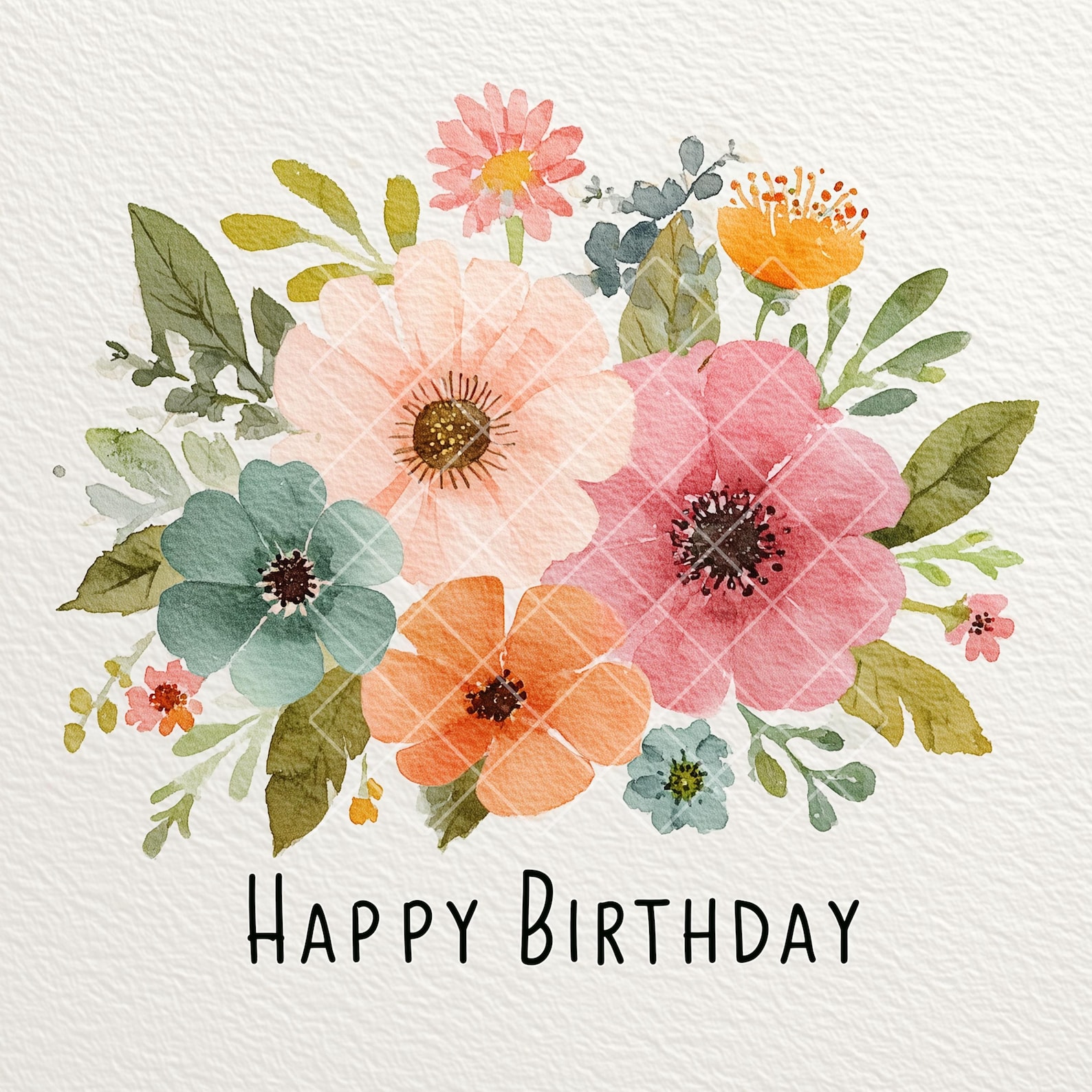Watercolor Floral Birthday Clipart Bundle: Printable Flower Designs ...