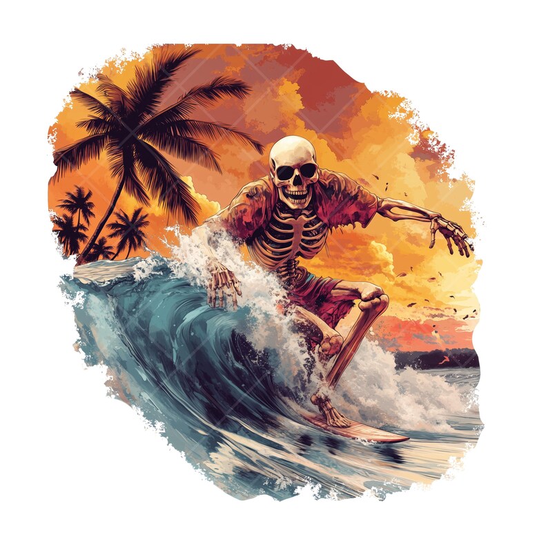 Skeleton Surfer Clipart Bundle – 11 PNG Transparent Backgrounds ...