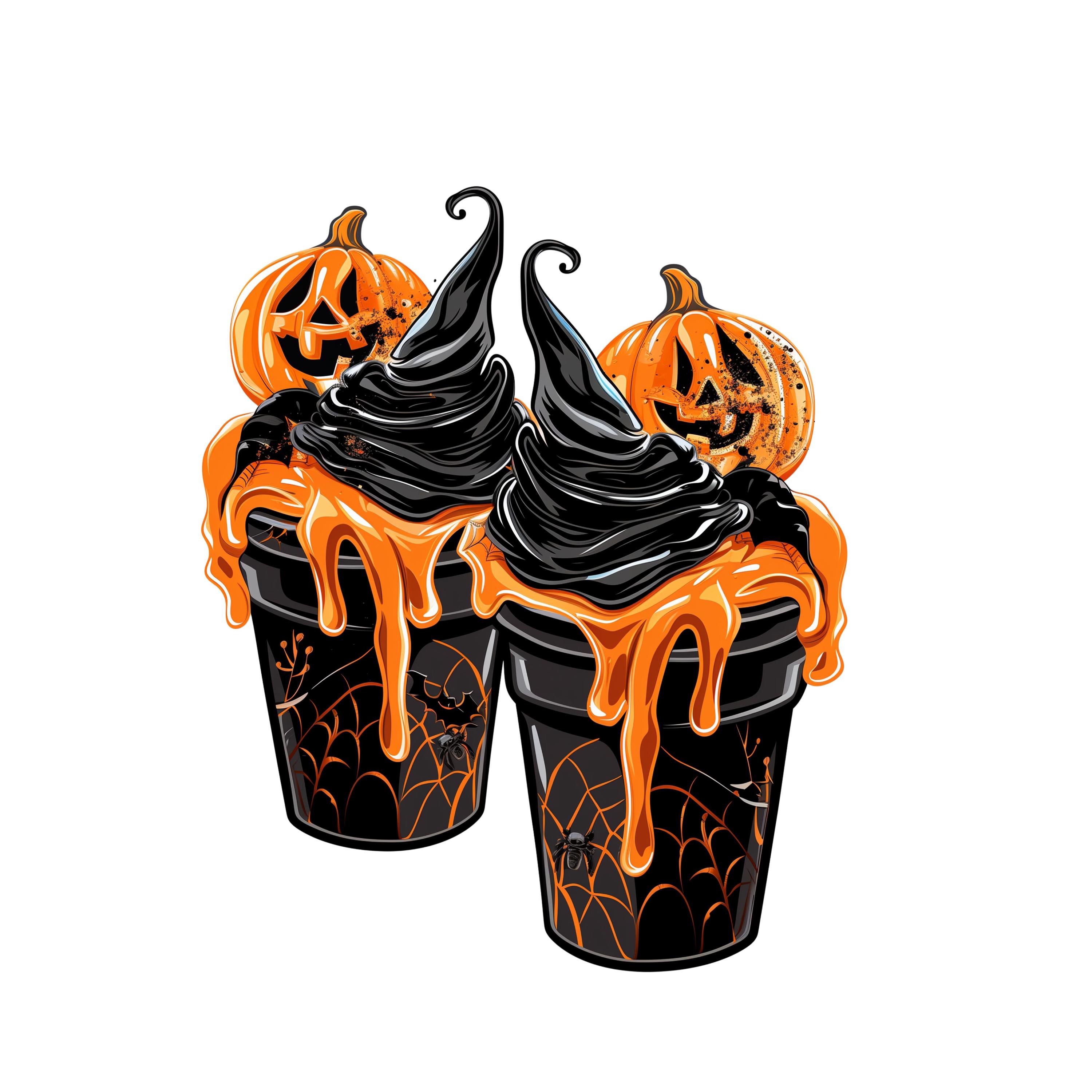Halloween Ice Cream Clipart: Spooky Dessert PNG Images (digital ...
