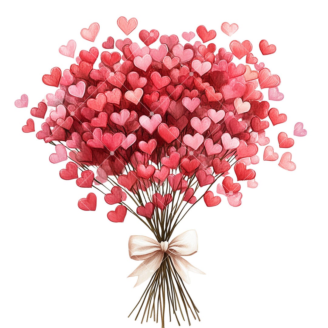 24 Valentine PNG Cliparts | Heart Bouquet Illustrations | Romantic ...