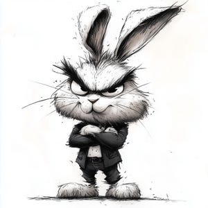 Grumpy Rabbit Clipart Set| 15 Jpgs With Angry Bunny |watercolor ...