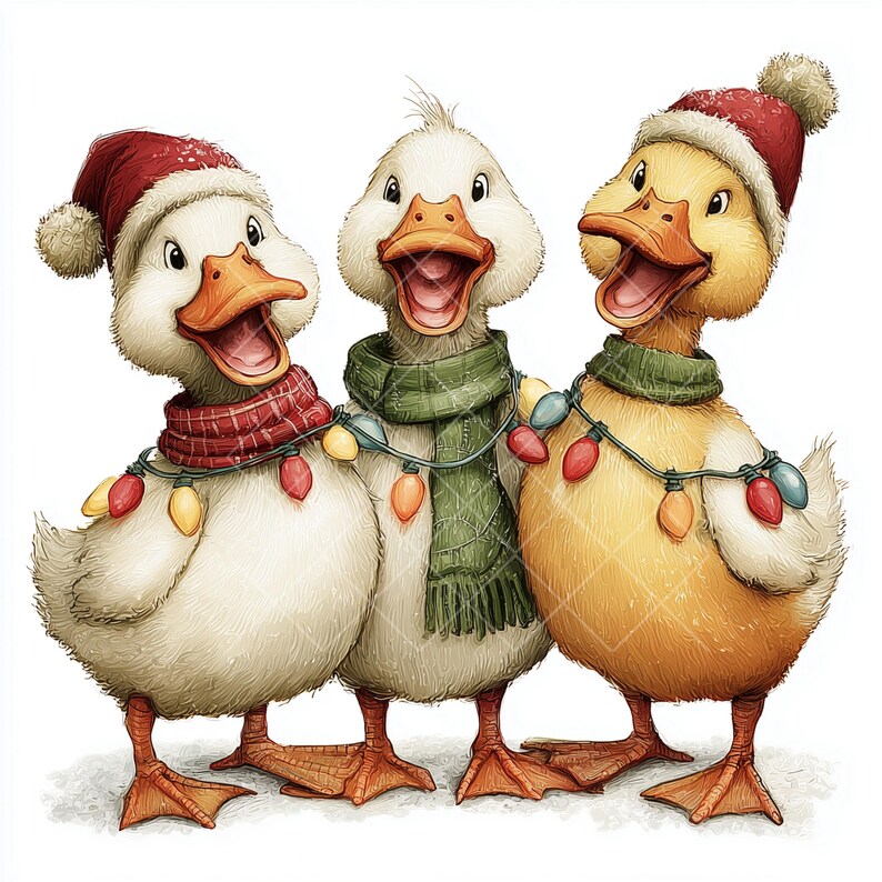 Christmas Duck Clipart Set: Holiday Farm Animal Illustrations (digital ...