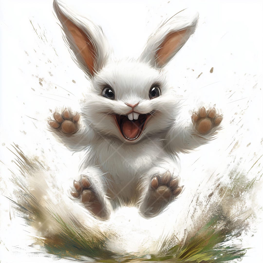 14 Happy and Angry Bunny Clipart Set | Cute Rabbit Emotion JPG| Digital ...