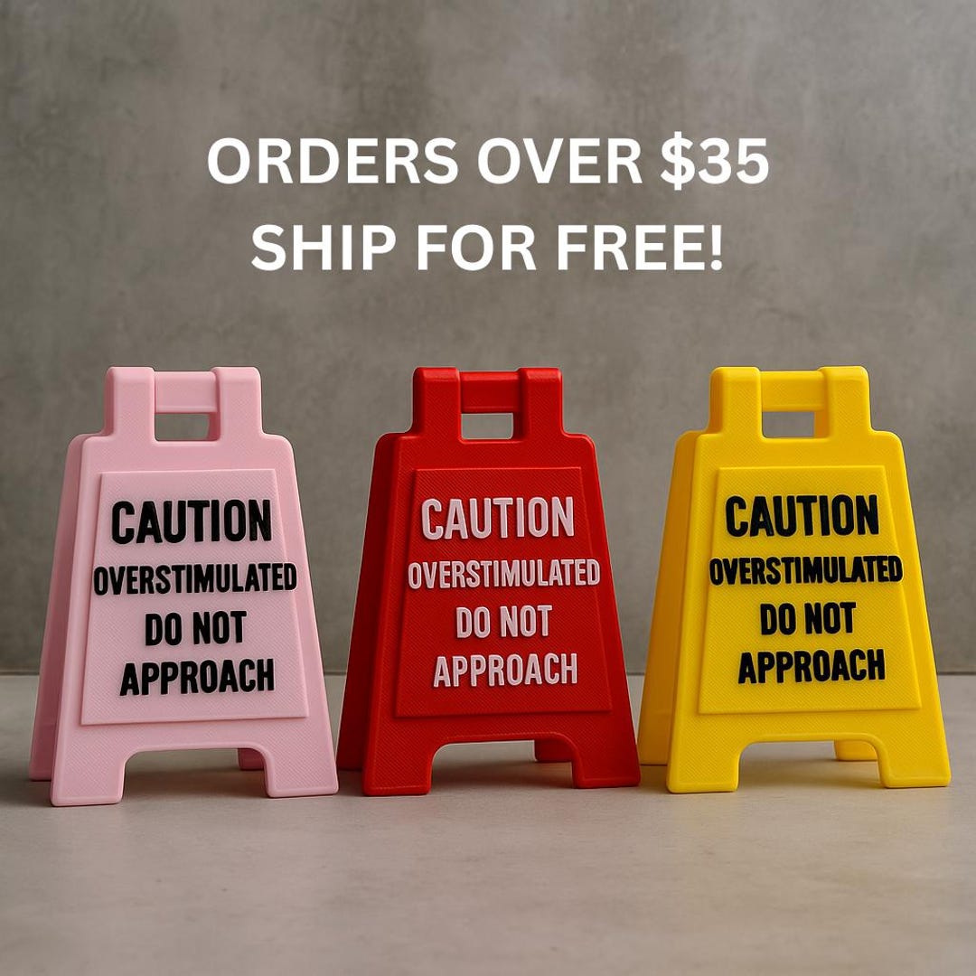 Caution Overstimulated Desk Sign: Fun Workspace Boundary Marker - Etsy