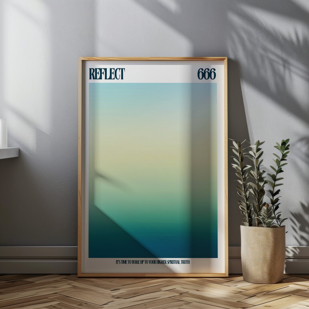 Angel Number Poster, 666 Poster, Green Gradient Poster, Sage Green Wall ...