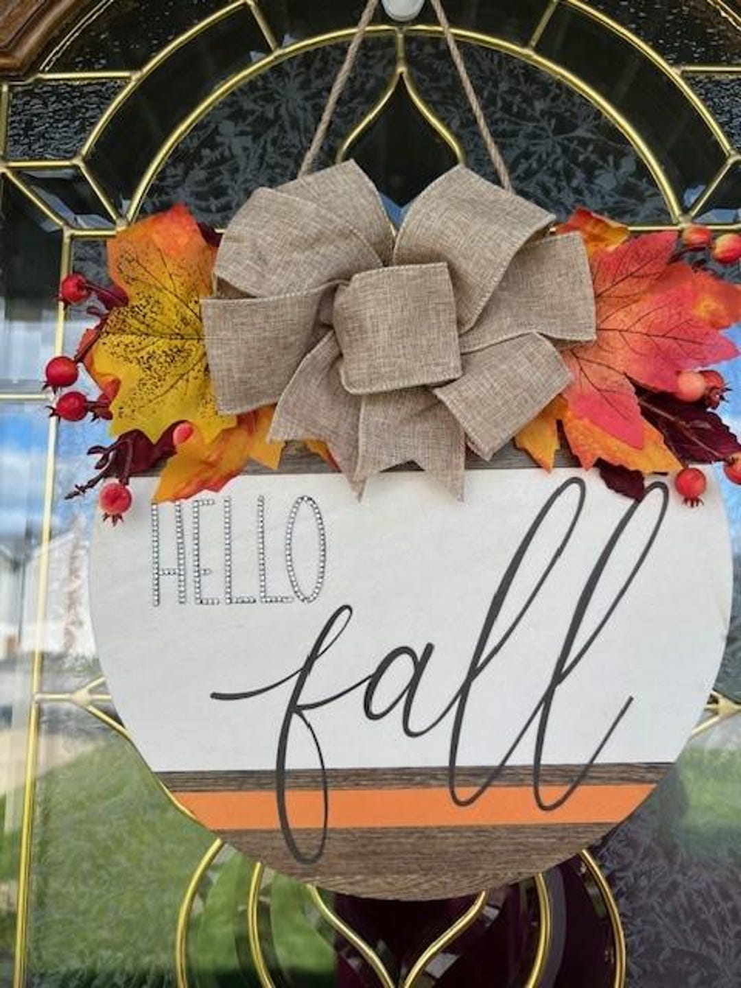 Hello Fall Wooden Door Round, Fall Wooden Door Sign, Fall Home Decor ...
