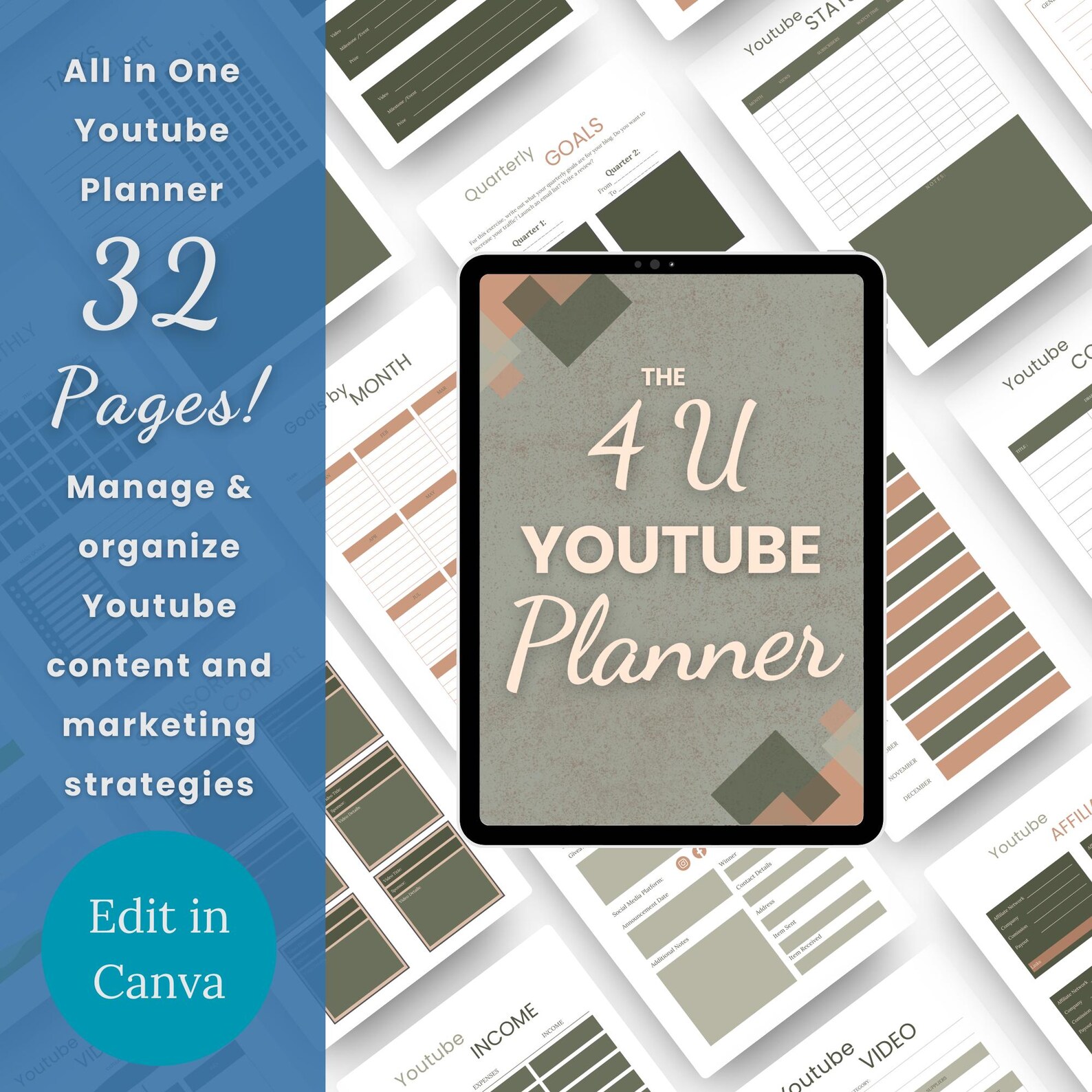 Printable Youtube Content Planner | Social Media Strategy Tracker ...