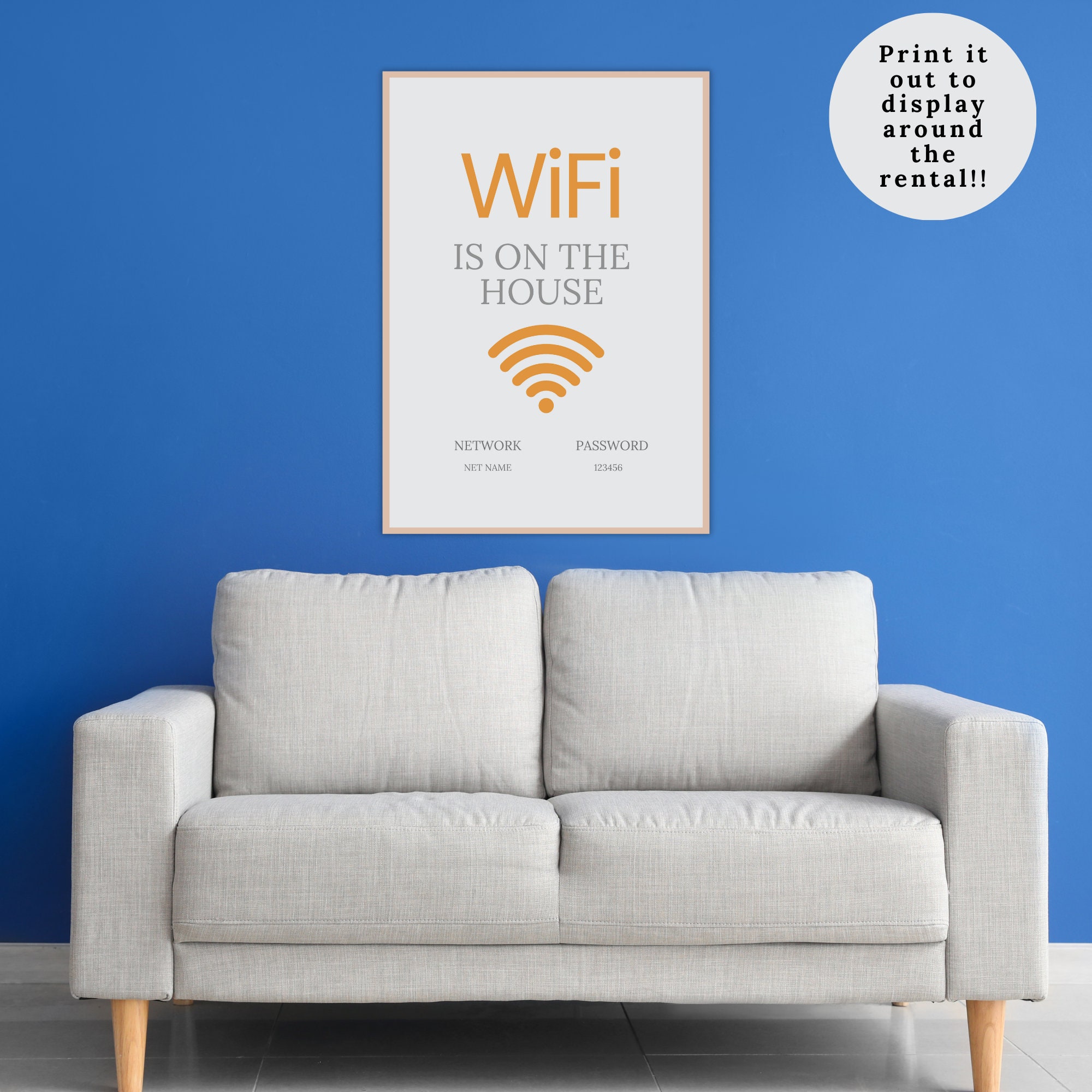 Airbnb Wifi Sign, Editable Wifi Sign Template, Custom Canva Wifi ...
