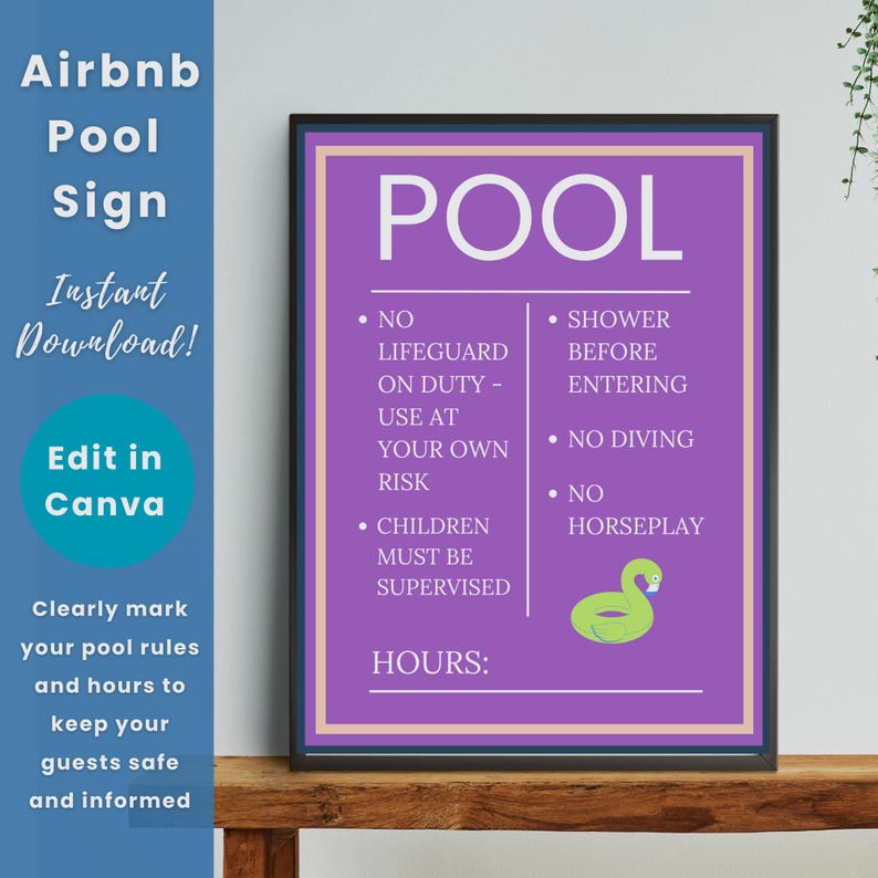 Super Host Pool Rules Sign, Printable Airbnb Signage, Custom VRBO ...