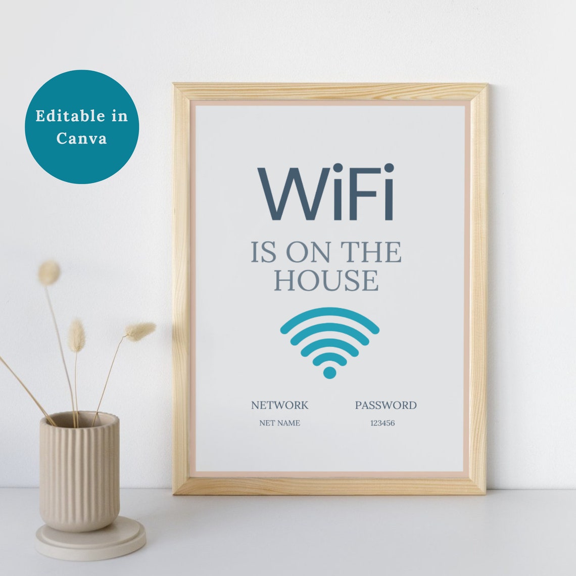 Airbnb Wifi Sign, Editable Wifi Sign Template, Custom Canva Wifi ...