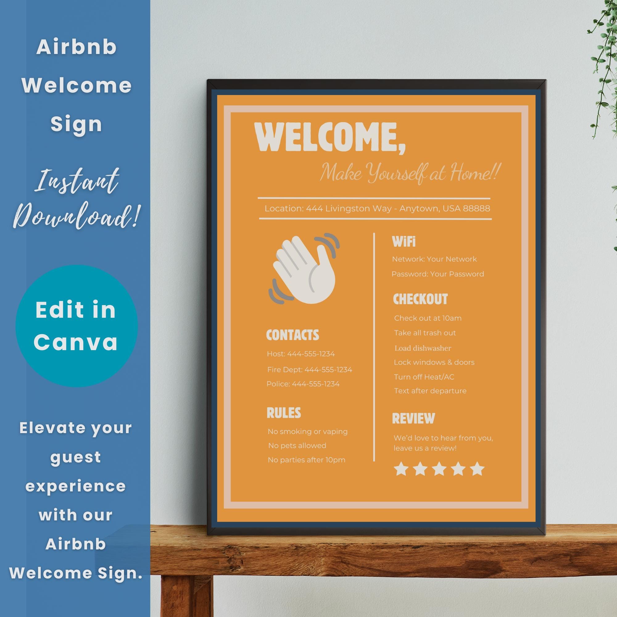 Super Host Airbnb Welcome Sign, Canva Editable Vacation Rental Signage ...