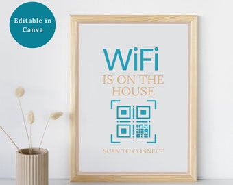 Airbnb Wifi Sign, Editable Wifi Sign Template, Custom Canva Wifi ...