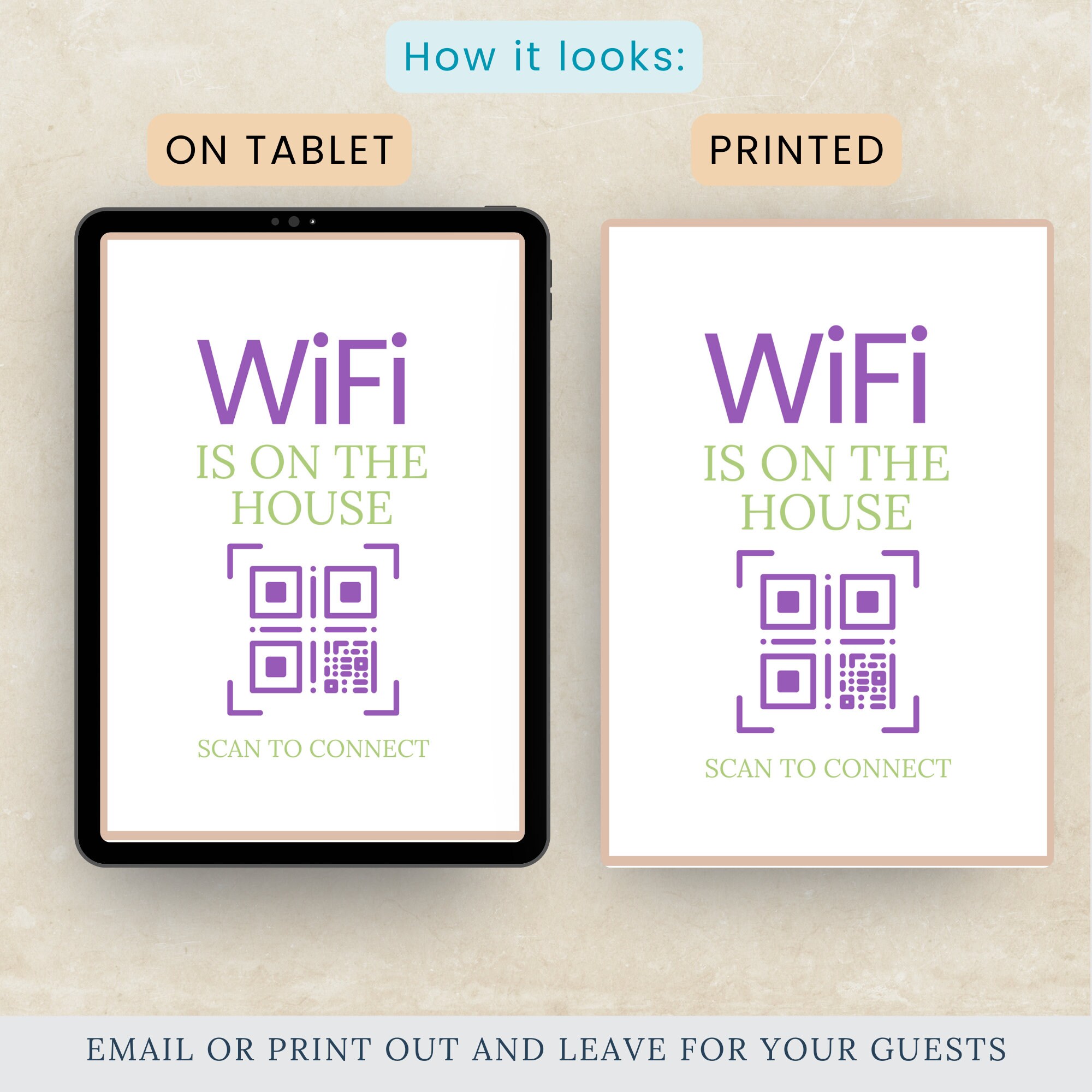 Airbnb Wifi QR Code Sign, Editable Wifi Sign Template, Canva Wifi ...